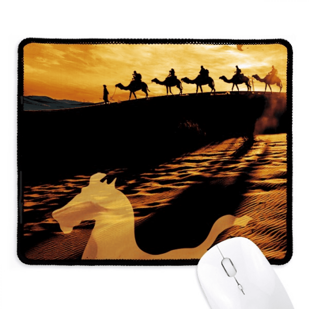 Desert Along the Way to the Silk Road Map Camel Mousepad Stitched Edge ...