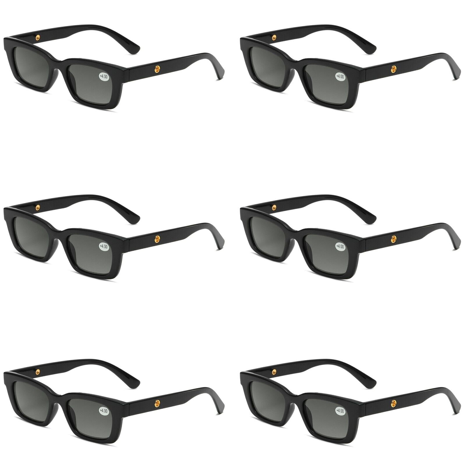 6 Pairs Mens Womens Reading Sunglasses Square Full Tinted Sun Readers ...