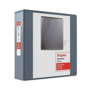 Staples Heavy-Duty 3-Inch D 3-Ring View Binder, Gray, Holds 650 Sheets ...