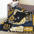 Black Cat Blanket, Unique Plaid Patterned Cat Art Soft Plush Blanket ...