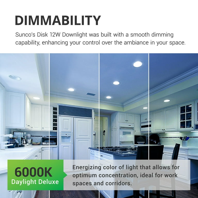 LED Recessed Lighting Kit, 5/6-Inch, Disk Downlight, 15W, 54% OFF