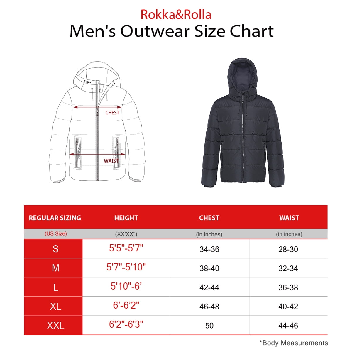 Buy Rokka&Rolla Men's Heavy Winter Coat Thermal Heat Puffer Jacket ...