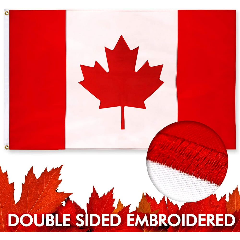 G128 – Canada (Canadian) Flag | 3x5 feet | Double Sided Embroidered ...