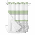 Farm Wildflower Green Grey Line No Hook Shower Curtain with Snap in ...