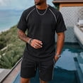 Men's Big and Tall 2 Piece Summer Outfits Textured Drop Shoulder T ...