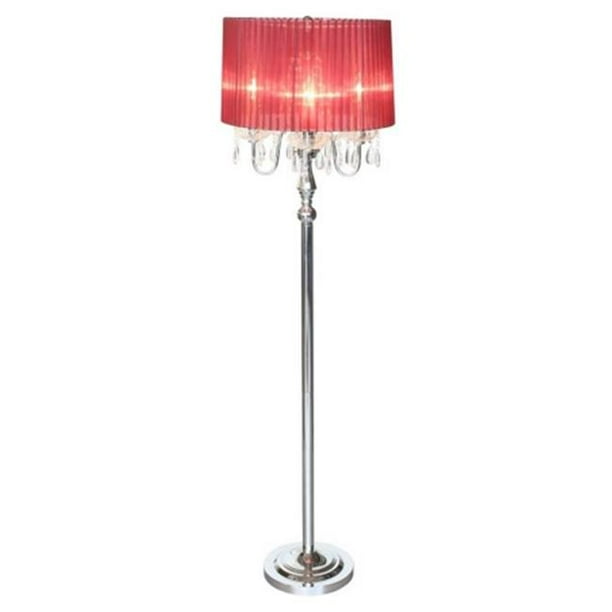 Trendy Sheer Red Shade Floor Lamp with Hanging Crystals - Walmart.com ...
