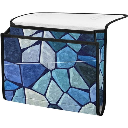 Bedside Storage Organizer Sofa Caddy Pocket Table Desk Blue Marble ...