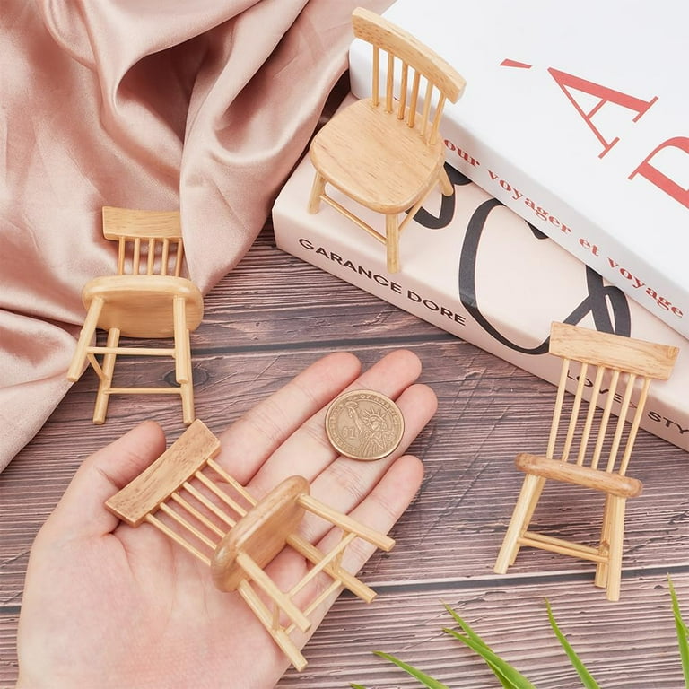 Dollhouse Miniature Furniture Wood Chairs