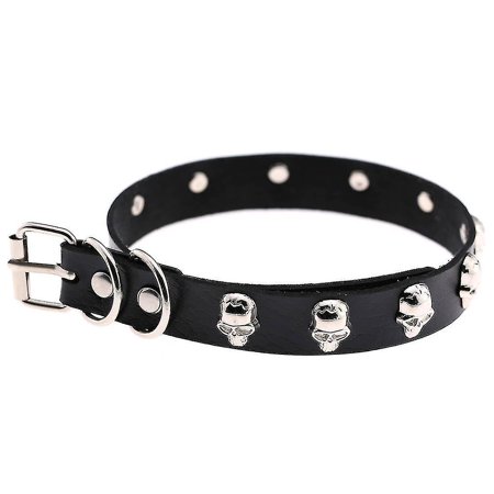 Punk Skull Leather Collar Street Rock Necklace Neckband Necklace ...