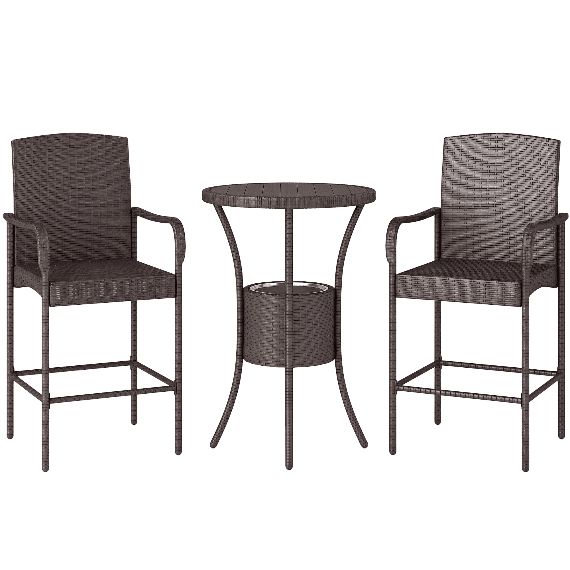 Click here for Outsunny 3 Pieces Patio Bar Set  Rattan Bistro Tab... prices