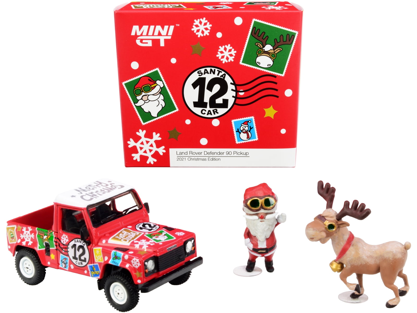Land Rover Defender 90 Pickup Truck #12 Santa Car Red with Santa ...