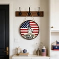 America Wooden Hanging Sign Patriotic Round Wall Decor for Home and ...