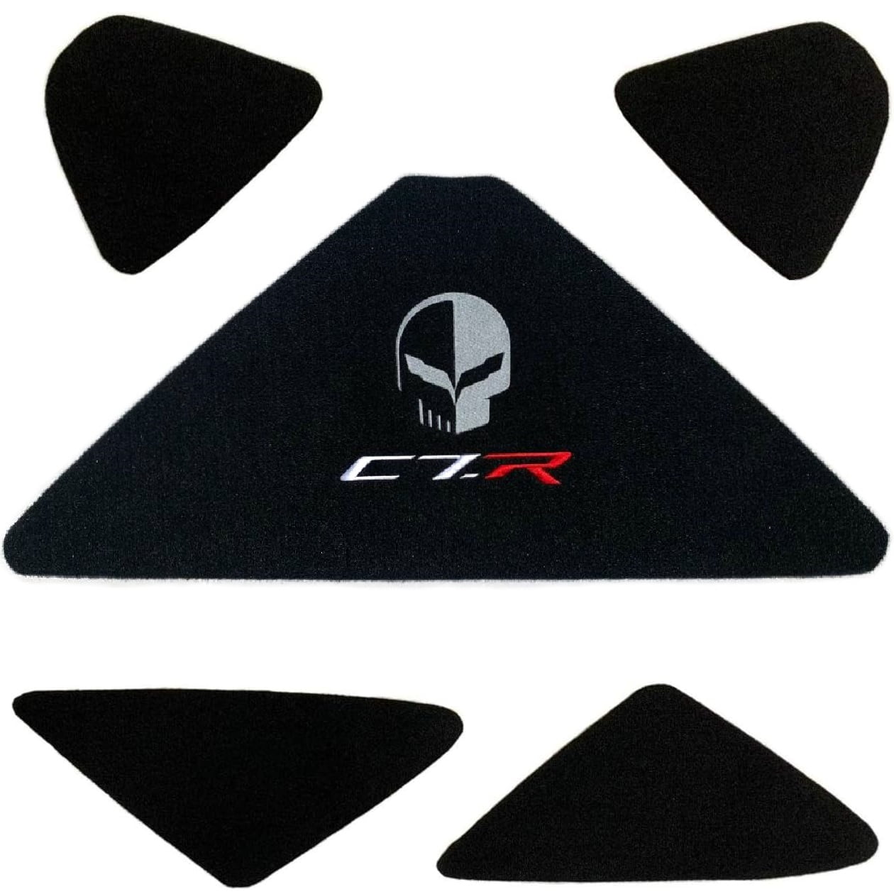 C7 Corvette Trunk Lid Liner w/ Jake Skull C7.R Silver Embroidered ...
