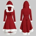 Christmas Dresses For Women Vintage Dress Winter Xmas Long Sleeve Patchwork Hooded Party Dress