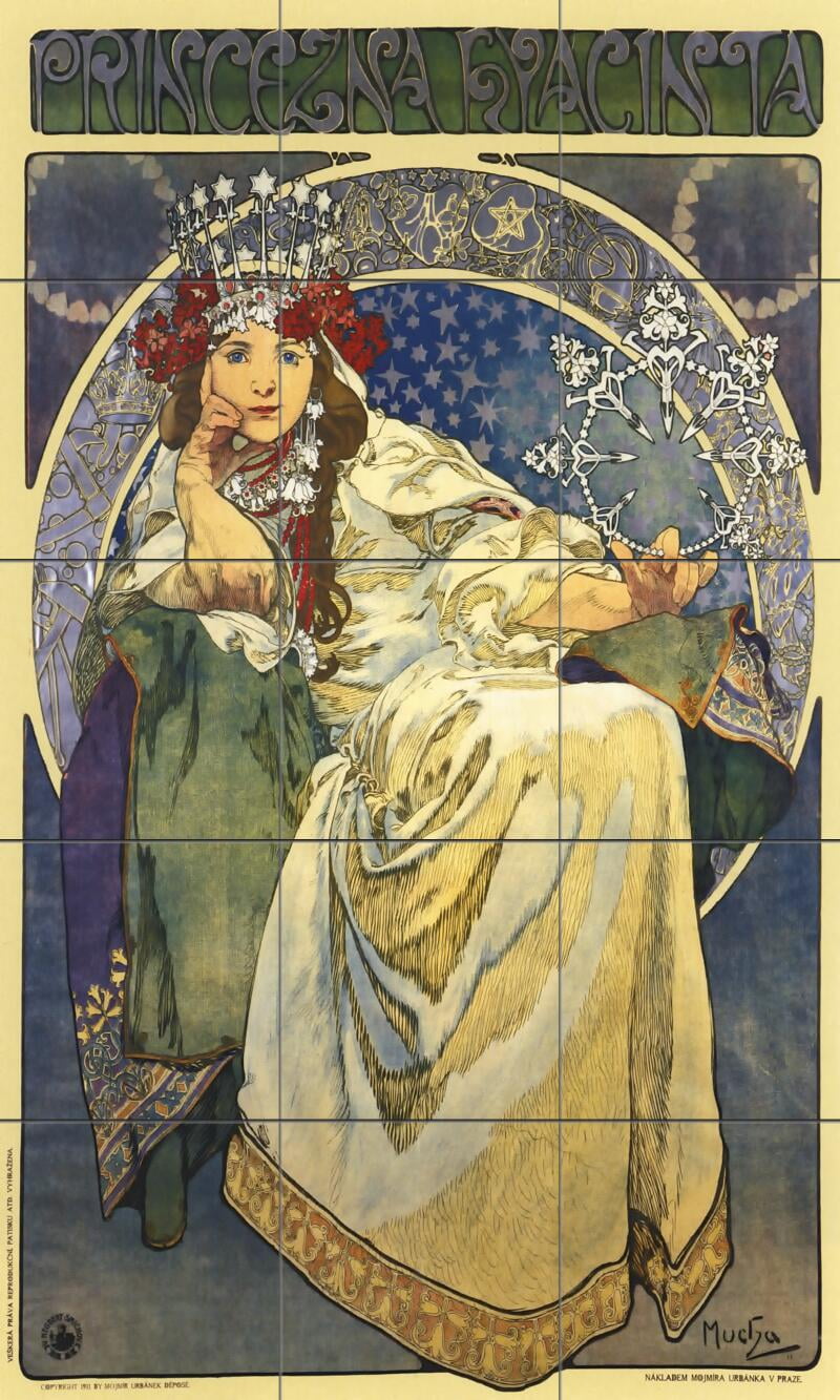 Tile Mural Kitchen Backsplash - Princess Hyacinth - by Alphonse Mucha ...