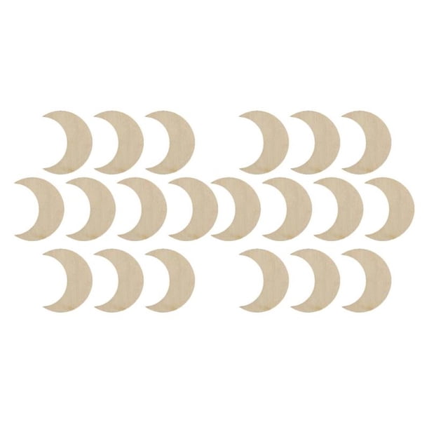 Moon Shaped Wooden Pieces Ornament Craft Tags DIY Wood Craft 150x120mm ...