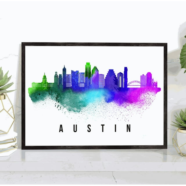 Pera Print Austin Skyline Texas Poster, Austin Cityscape Painting ...