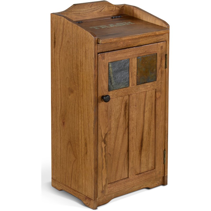 Pemberly Row 16" Farmhouse Wood Trash Box in Rustic Oak - Walmart.com