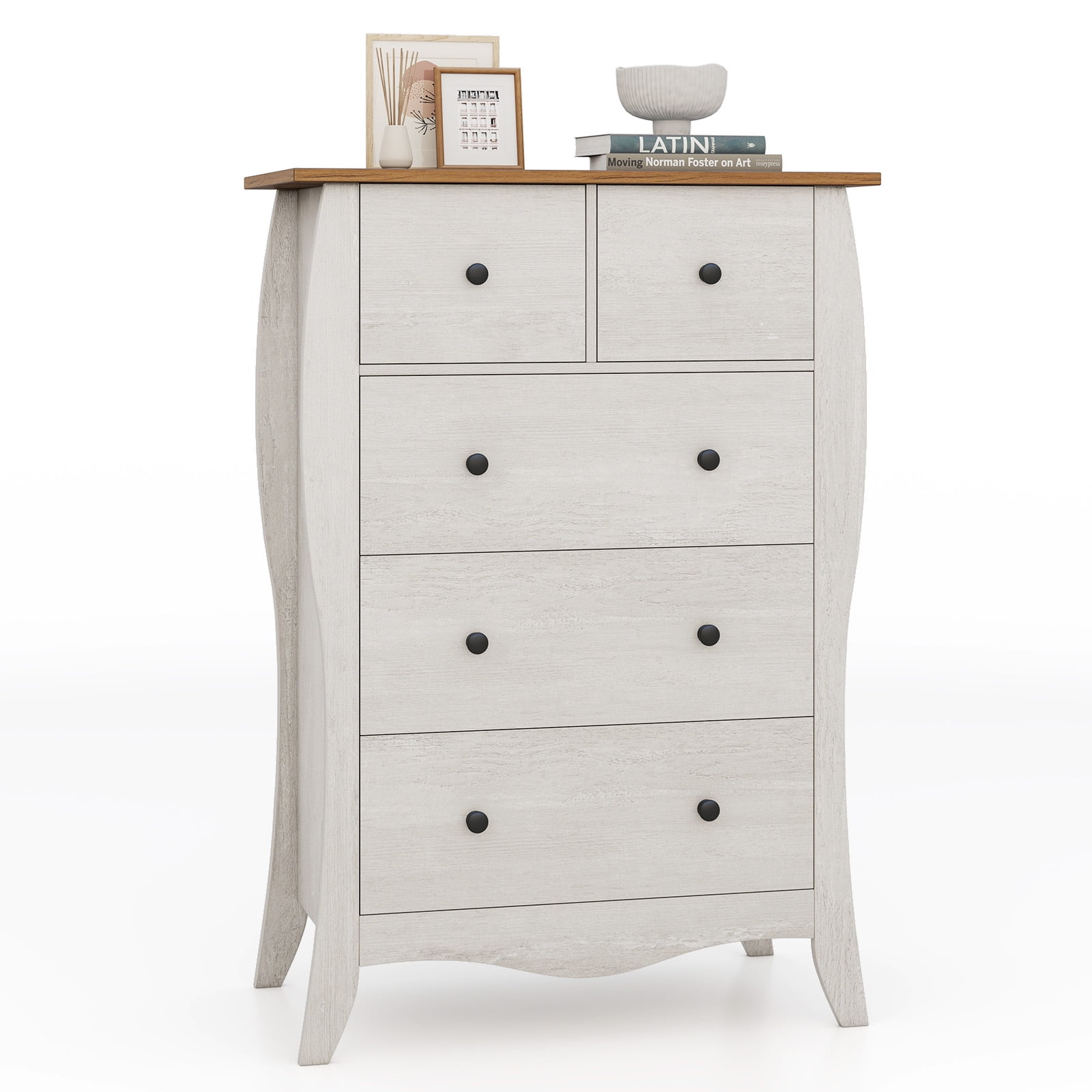 Click here for Gymax 38 Farmhouse Chest Of Drawers W/ 5 Folding F... prices