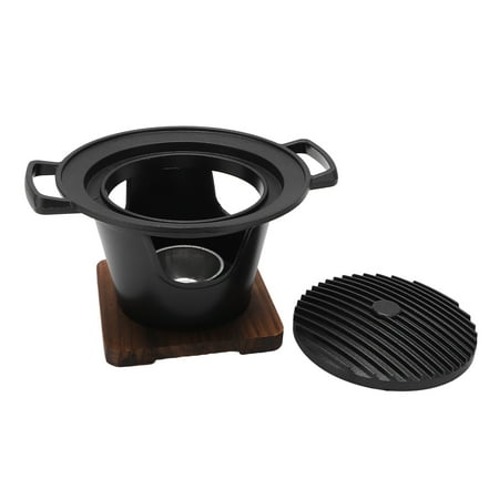 Mini Charcoal Grill, 7" Portable Small Hibachi Grill With Wooden Base ...