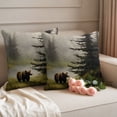 Bear Forest Outdoor Waterproof Pillow Covers, Foggy Pine Trees Grey ...
