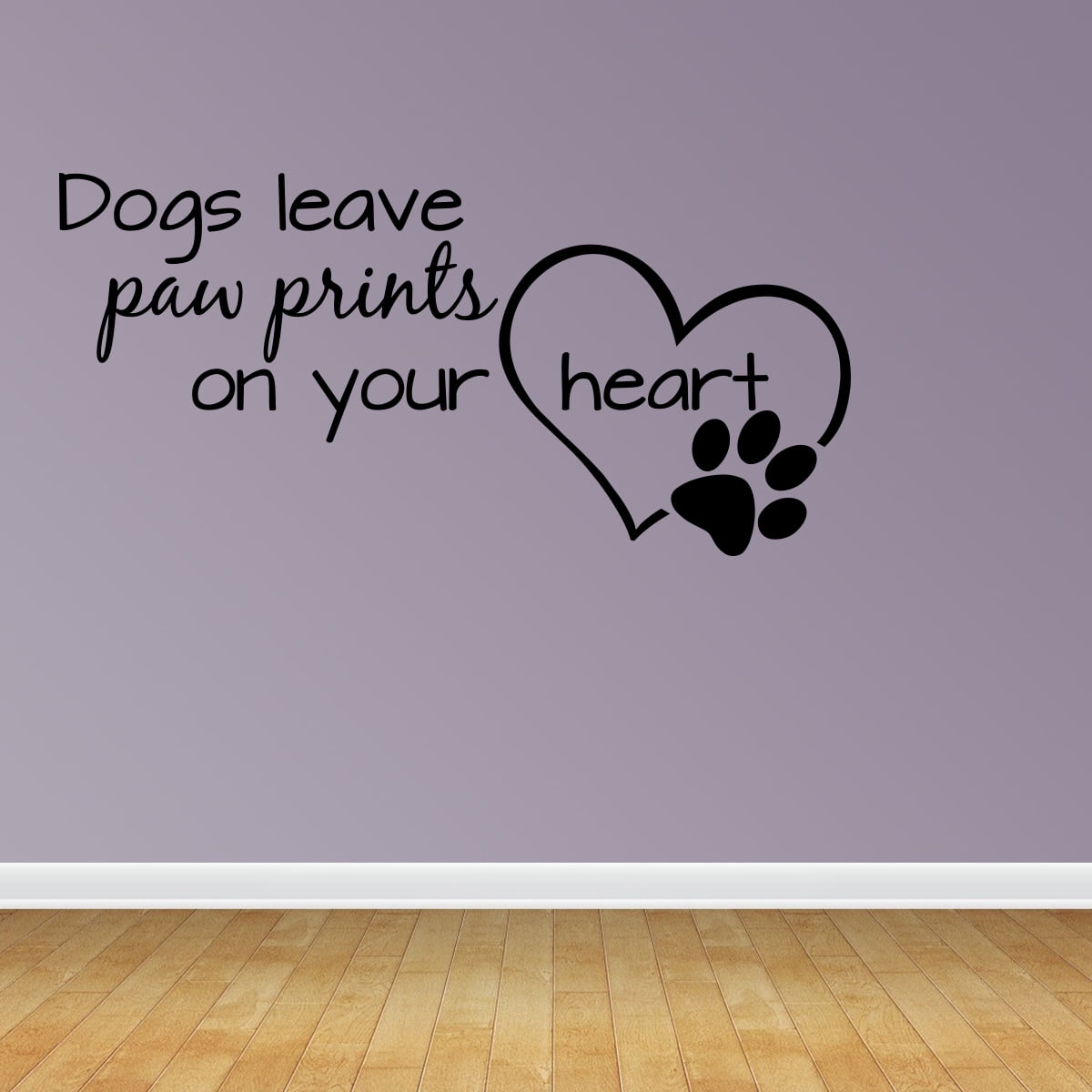 Empresal Dog Leave Paw Prints On Your Heart Sticker Home Decor Black 28 ...