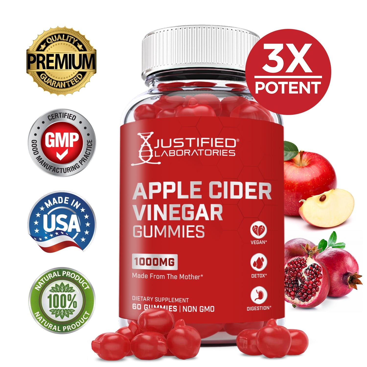 Apple Cider Vinegar Gummies 1000MG with Pomegranate Juice Beet Root B12 ...