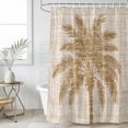 Brown Palm Tree Shower Curtain, Country Linen Texture Tropical Plant ...