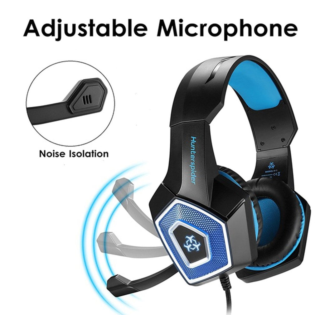 Gaming Headset With Mic LED Light On Ear Gaming Headphone Wired Gaming ...