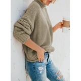 Sidefeel Women's Cute Cable Knit Long Batwing Sleeve Sweaters Winter ...