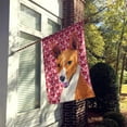 Basenji Hearts Love and Valentine's Day Portrait Flag Canvas House Size ...