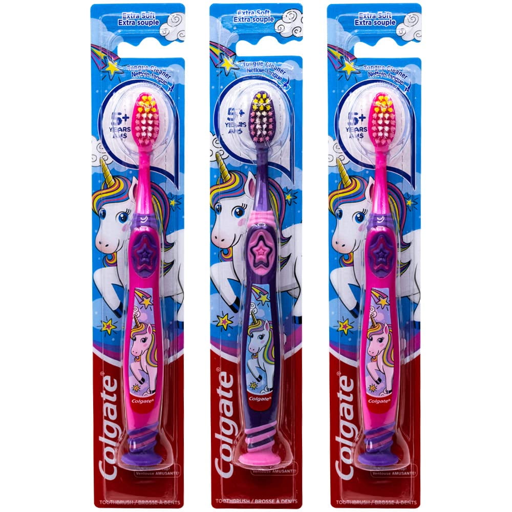 Colgate Kids Unicorn Toothbrush, with Suction Cup for Children 5+ Years ...