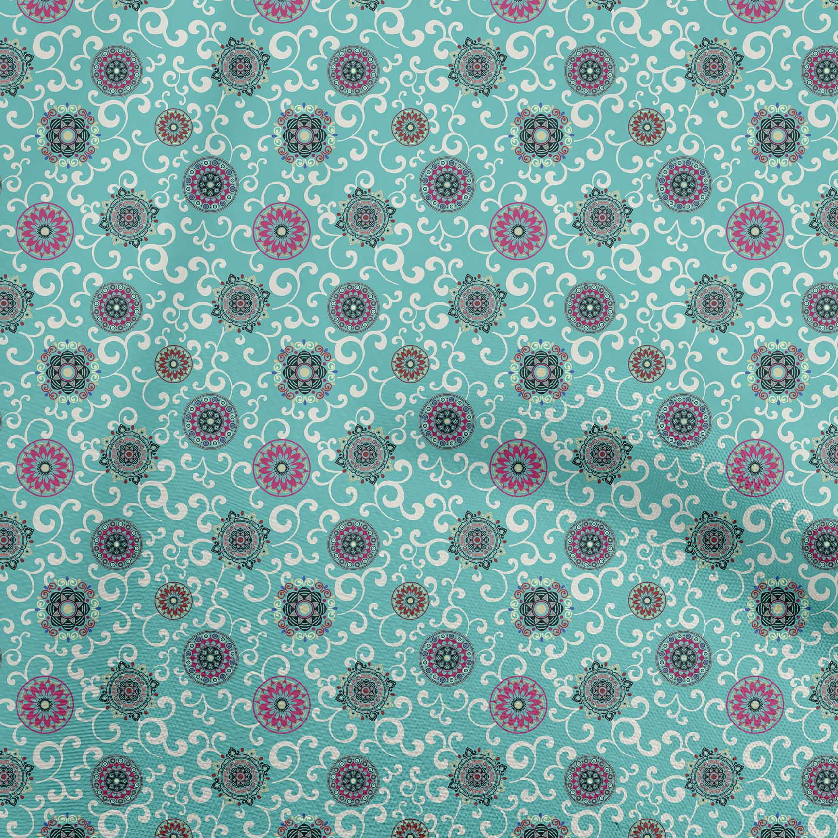 oneOone Cotton Cambric Turquoise Blue Fabric Asian Suzani Diy Clothing ...