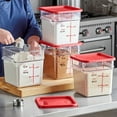 8 Qt. Clear Square Polycarbonate Food Storage Container and Red Lid - 4 ...
