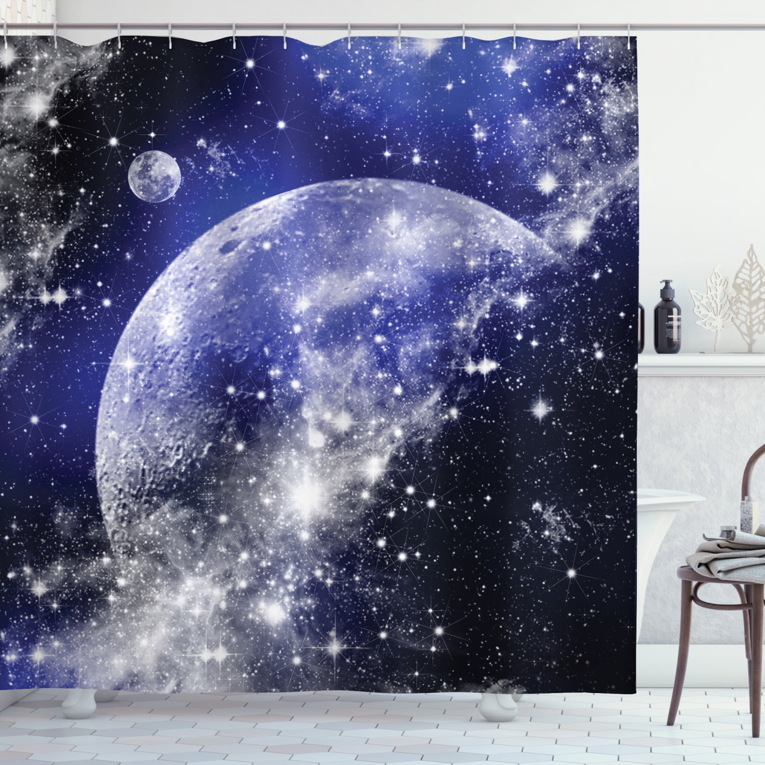 Ambesonne Galaxy Shower Curtain, Nebula Galaxy Scenery, 69"Wx75"L, Blue ...