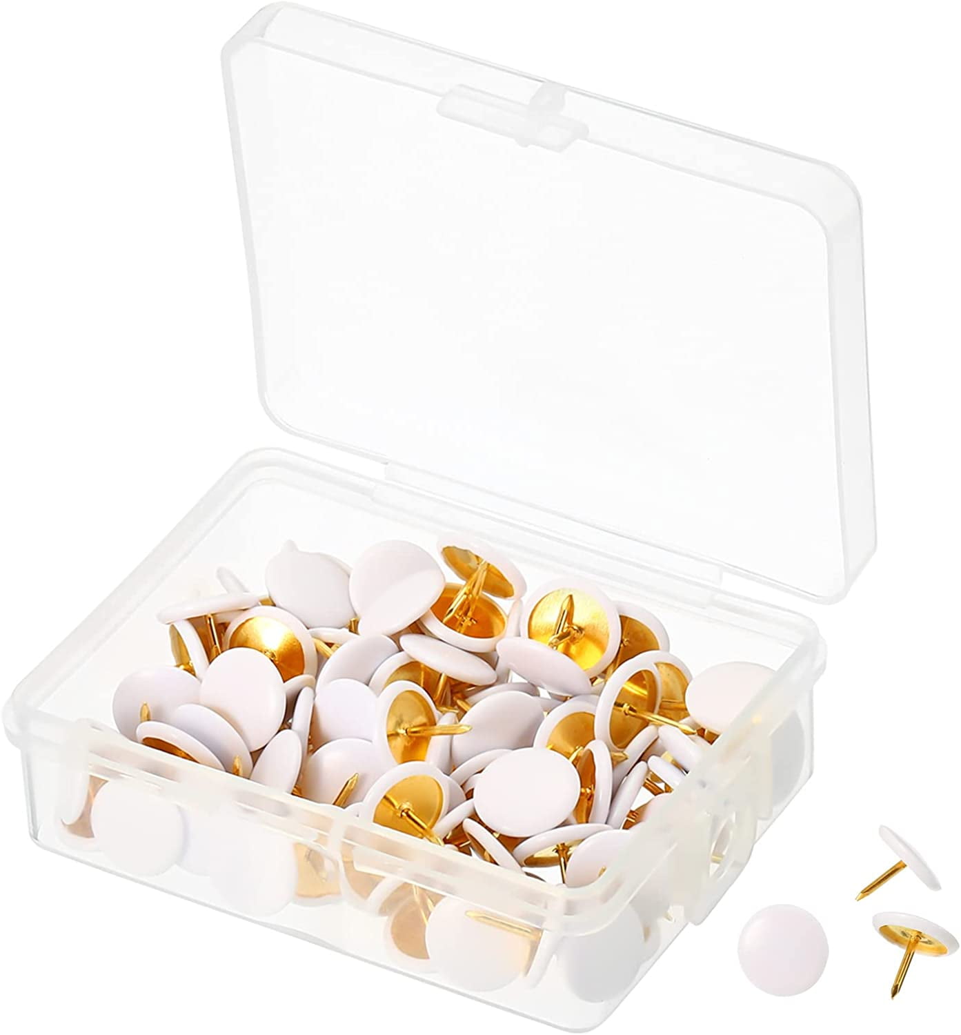 Push Pins, 300 Pack Plastic Roundness Pushpin Thumb Tacks Golden Steel ...