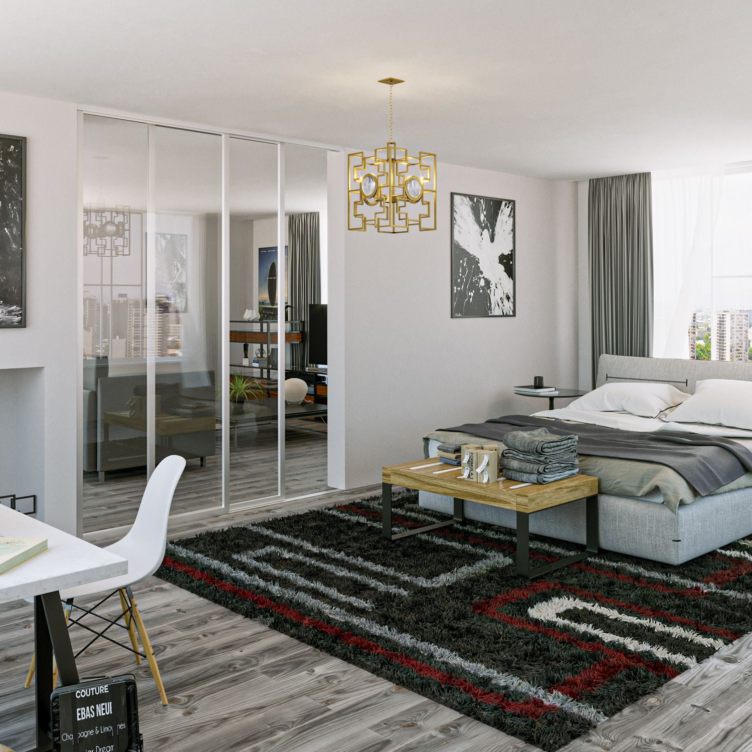 2 Panel Room Dividers Glass Doors 48 x 80 Inches ( 2-24" Panels ...