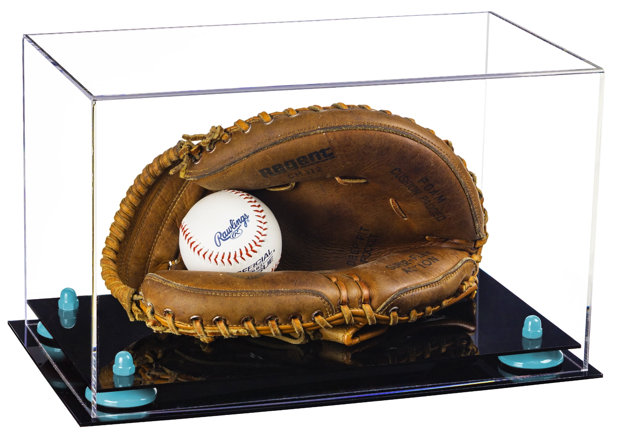 Clear Acrylic Baseball Catchers Glove Display Case with Blue Risers ...