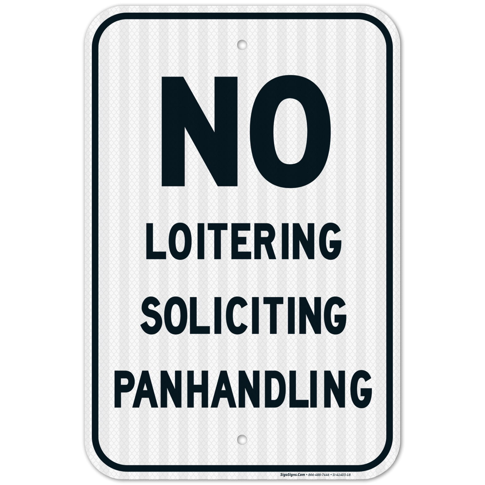 No Loitering Soliciting Panhandling Sign, - Walmart.com