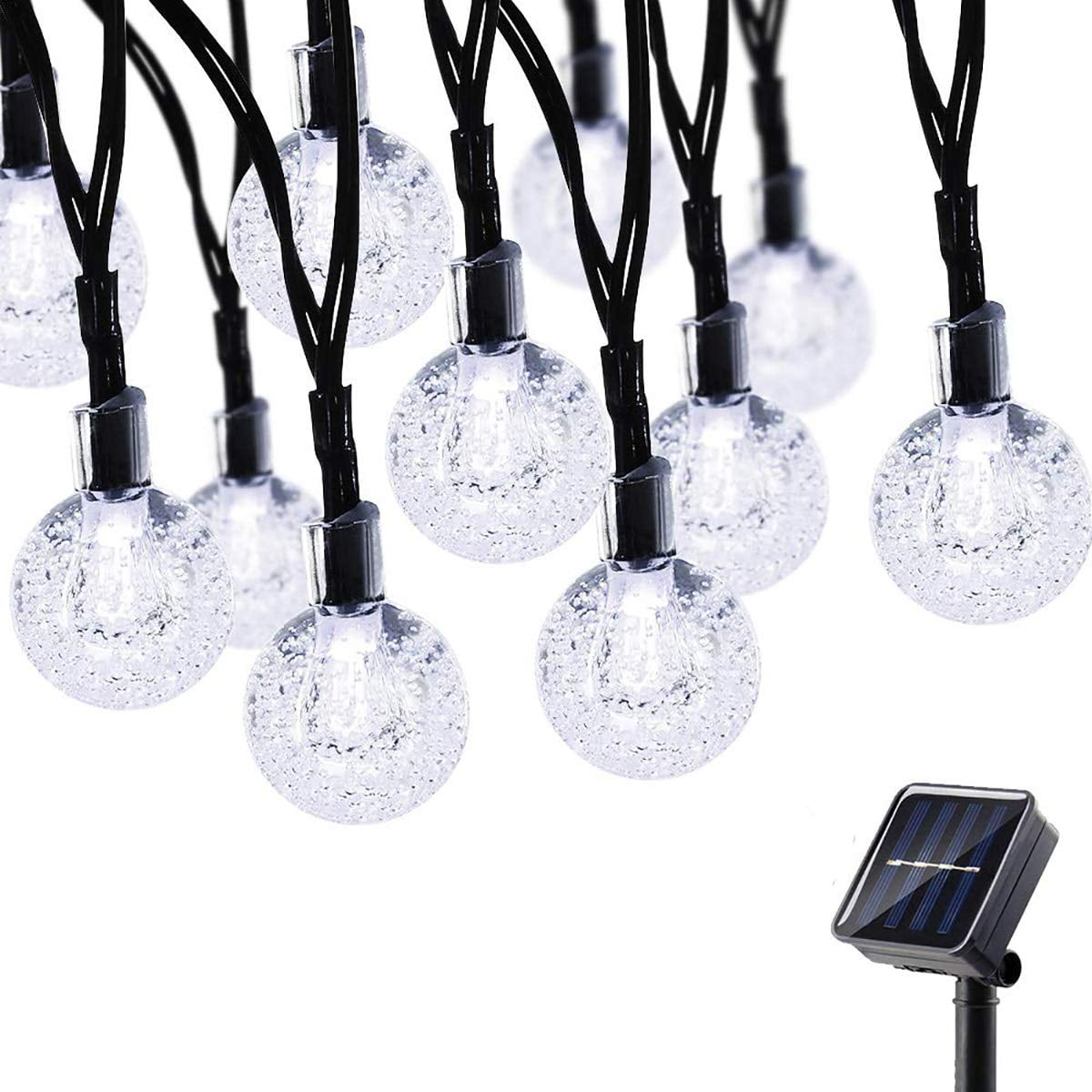 LINLIN Solar Crystal Ball String Lights,Waterproof LED Bubble Globe ...