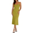 MYAOYI Womens Dress Ribbed Knit Sleeveless Spaghetti Strap Midi Dress ...