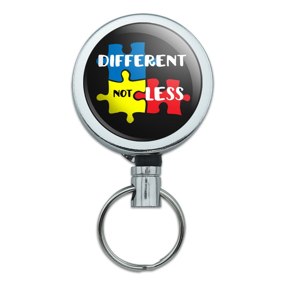 Different Not Less Autism Puzzle Pieces Heavy Duty Metal Retractable ...