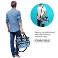 Blue Elegant Symmetrical Flower Pattern Portable Cooler Lunch Box ...