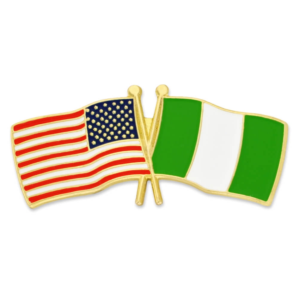 PinMart's USA and Nigeria Crossed Friendship Flag Enamel Lapel Pin ...