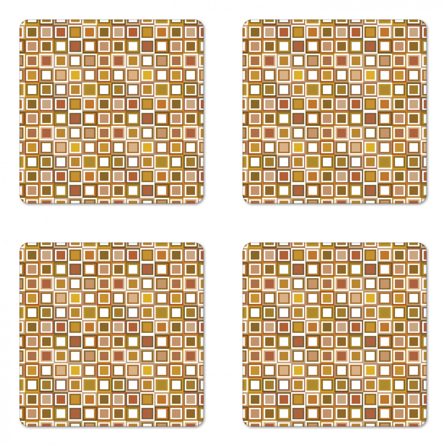 Geometric Coaster Set of 4, Square Pattern with Many Earthy Tones ...