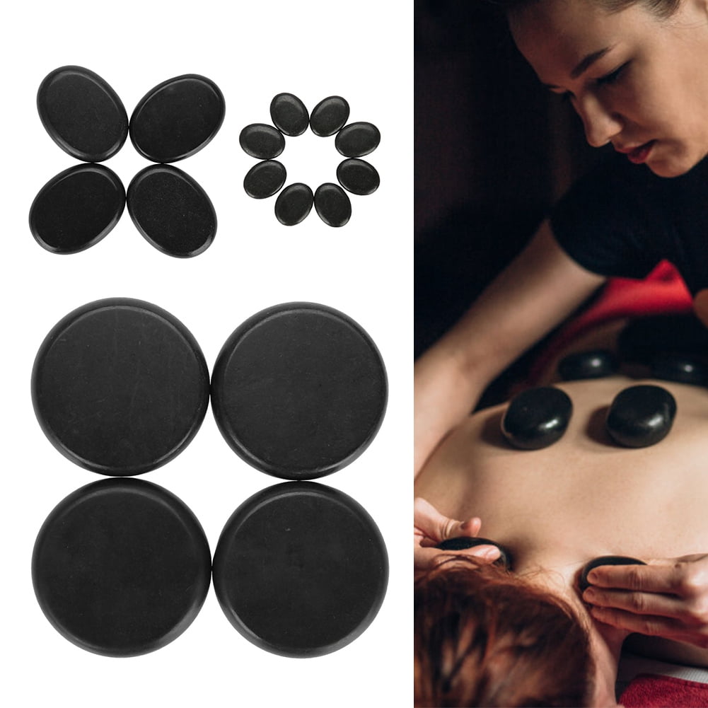 Piedra de spa, 16 piezas/caja, piedra caliente negra para masajes ...