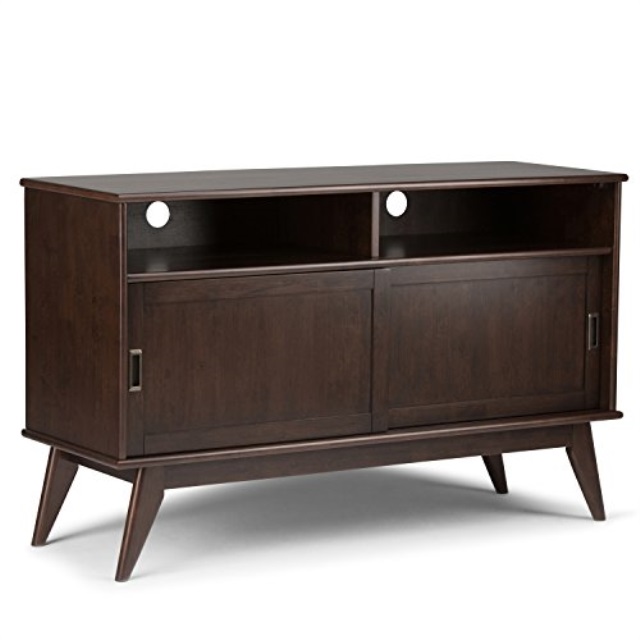 Simpli Home Draper Mid Century Tall TV Media Stand - Walmart.com ...