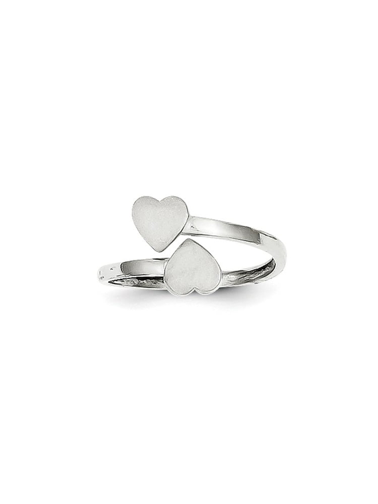 Solid 14k White Gold Double Heart Ring (1mm) - Size 5 - Walmart.com