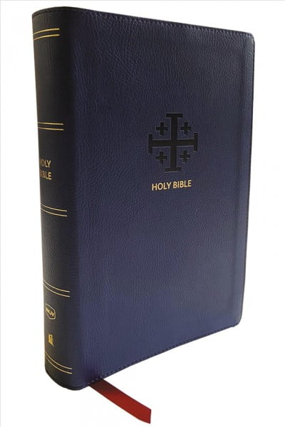 Pre-Owned Nkjv, End-Of-Verse Reference Bible, Personal Size Large Print, Leathersoft, Blue, Red ...