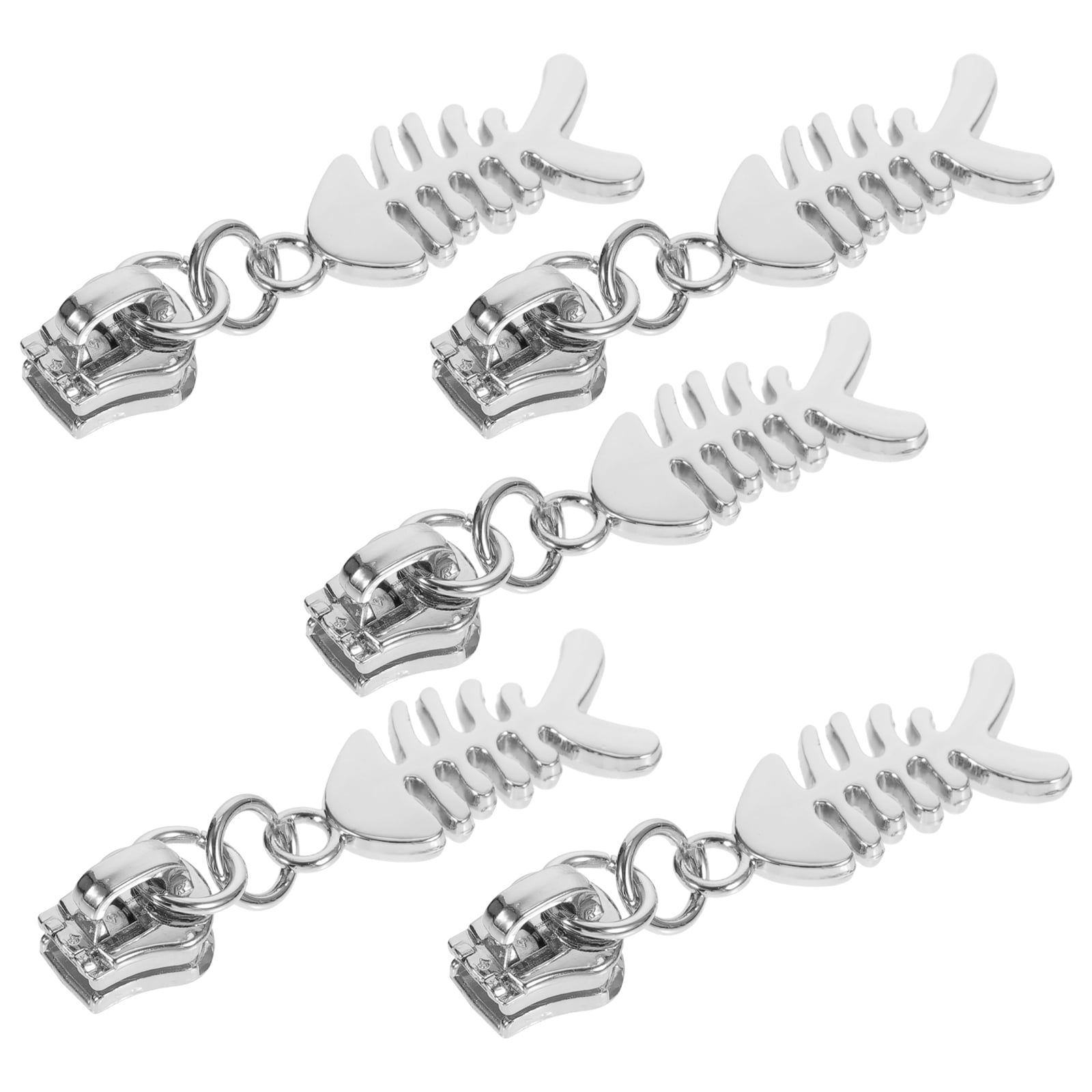 5 Pcs Fish Bone Shape Bag Zipper Sliders Metal Clothing Backpack Zipper ...